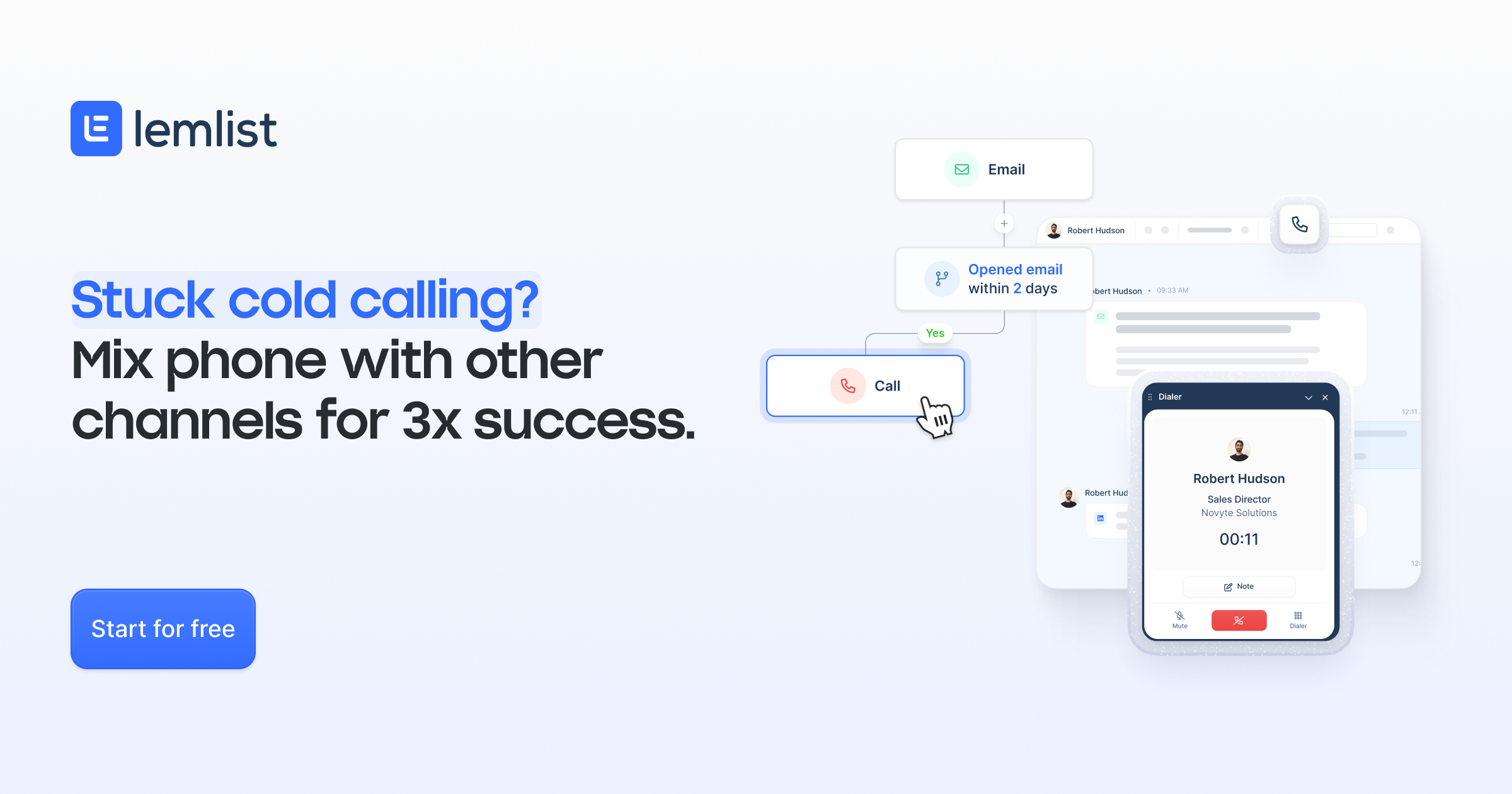 lemlist In-app calling: Call warm leads at the best moment